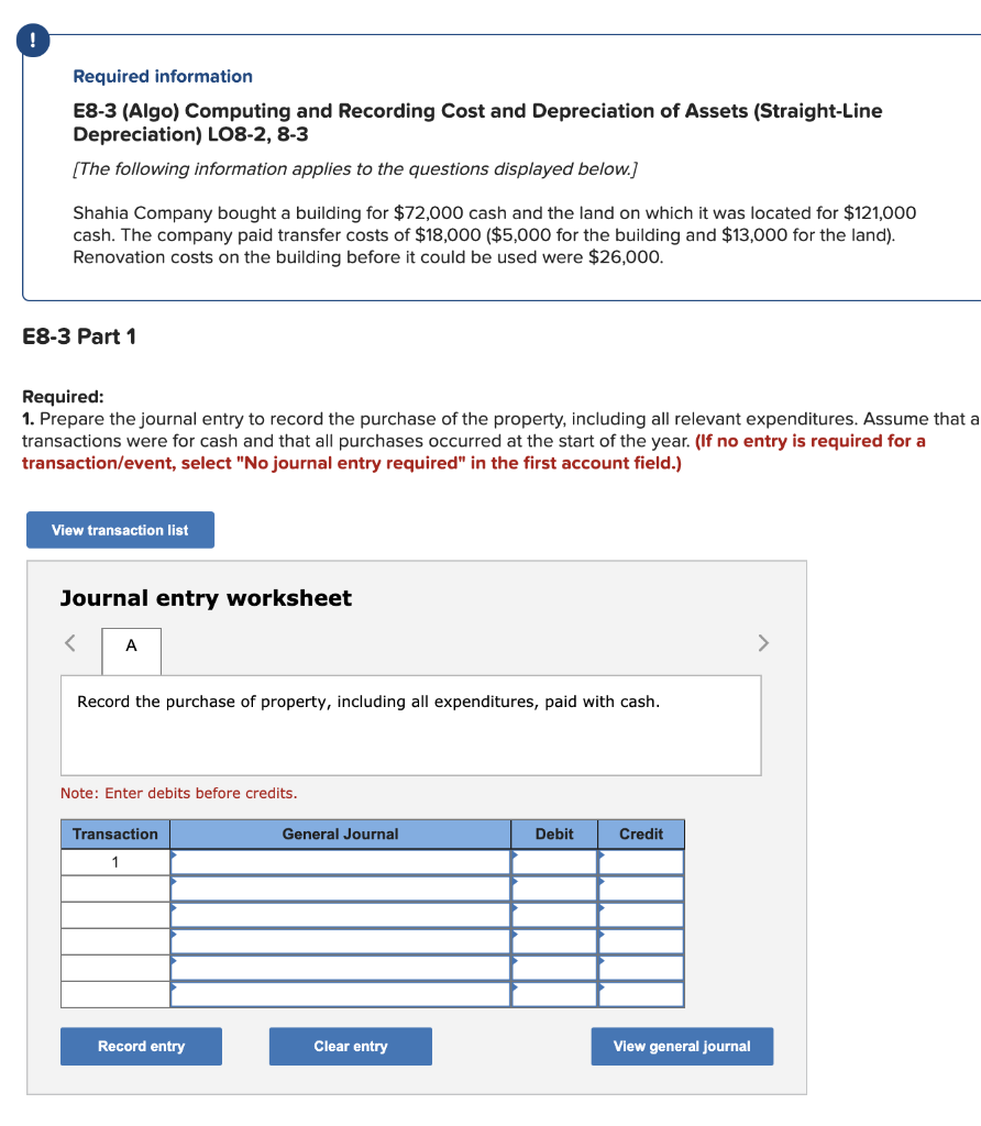 Solved ! Required information E8-3 (Algo) Computing and | Chegg.com