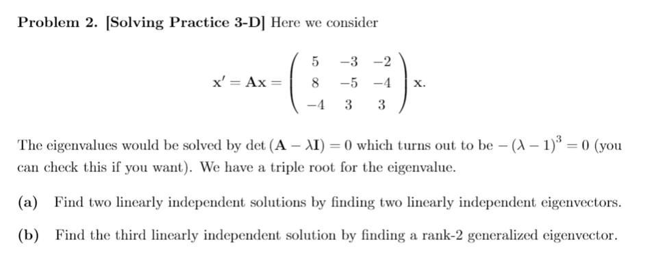 Solved Problem 2. [Solving Practice 3-D] Here we consider x' | Chegg.com