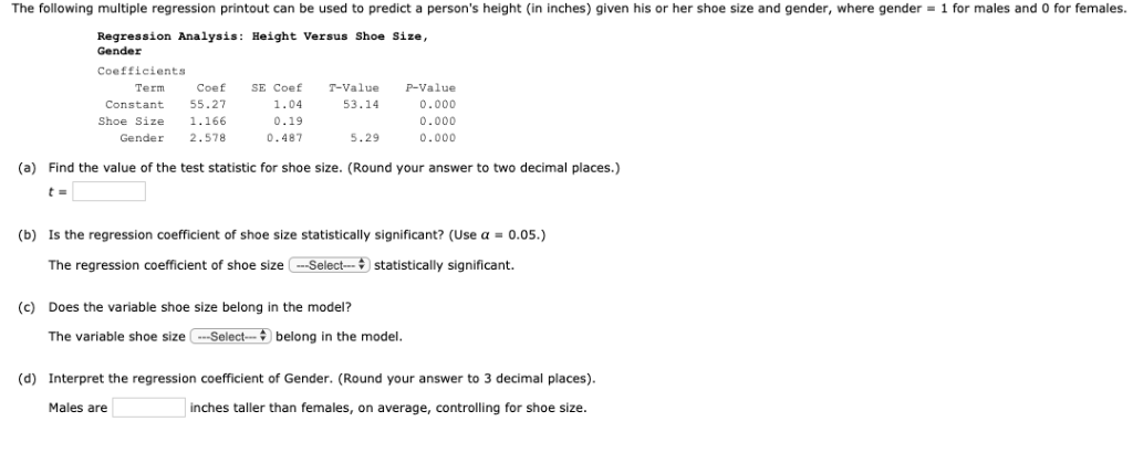 Solved The following multiple regression printout can be | Chegg.com