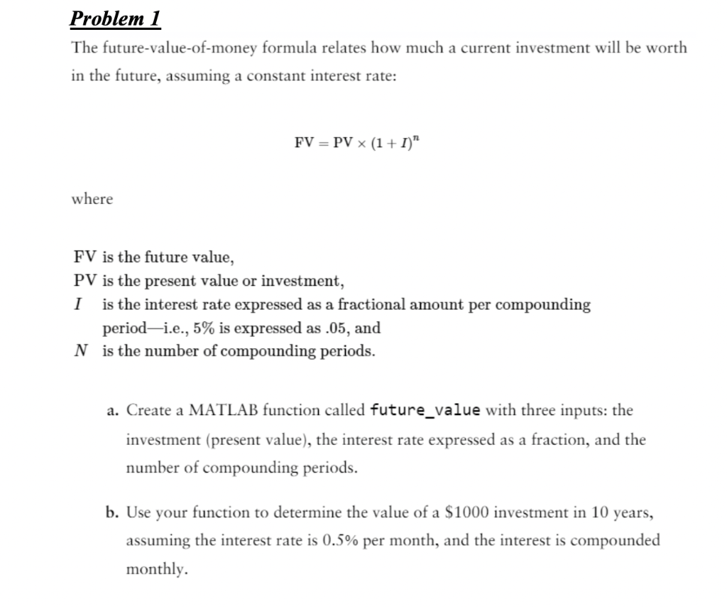 Solved problem I The future-value-of-money formula relates | Chegg.com