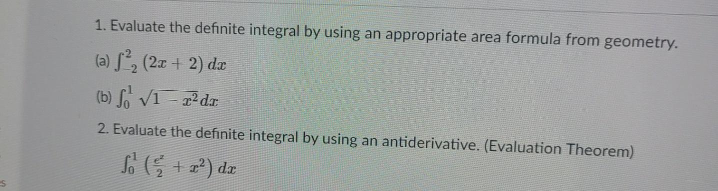 Solved 1. Evaluate the definite integral by using an | Chegg.com