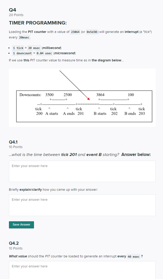 Solved Q4 20 Points TIMER PROGRAMMING: Loading the PIT | Chegg.com
