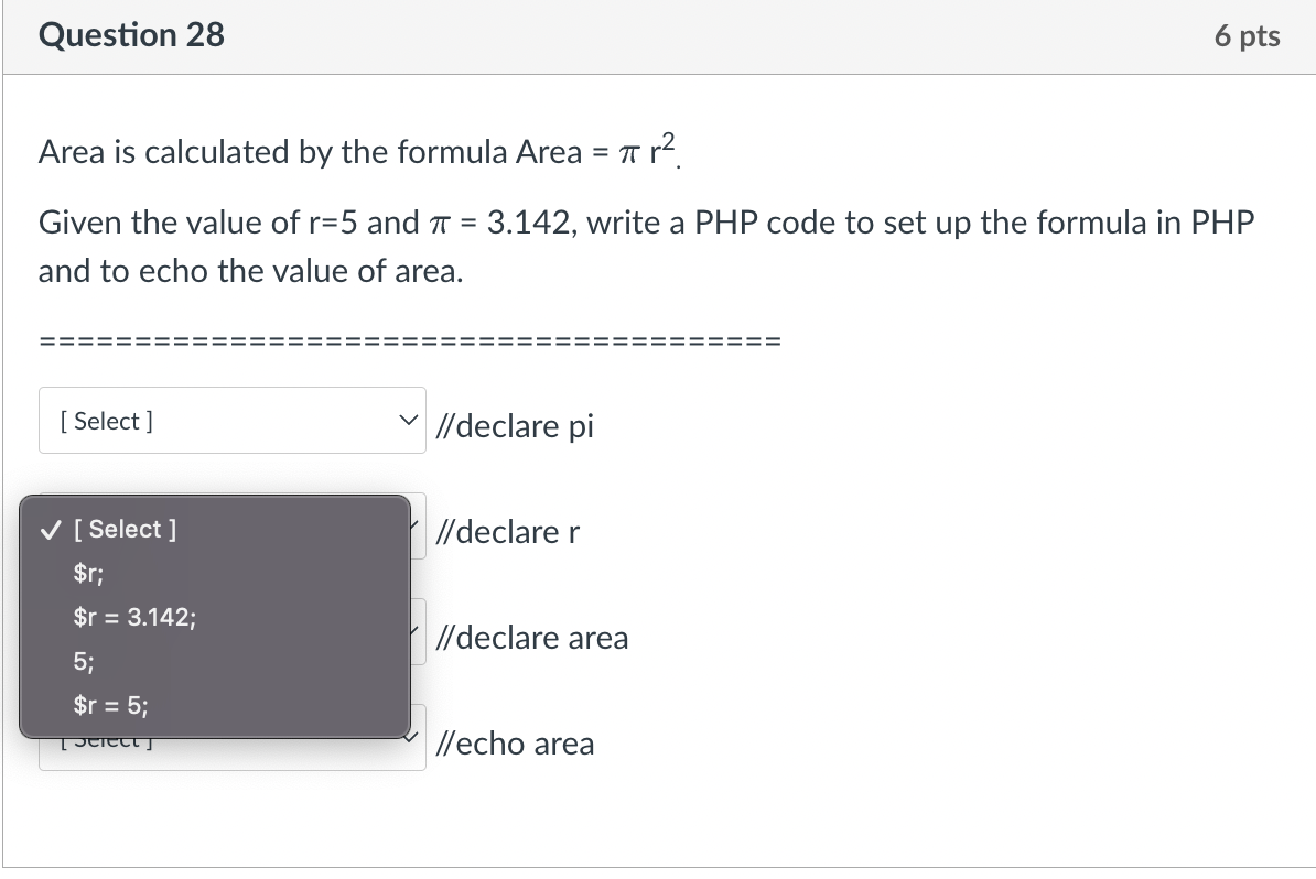 Solved Area is calculated by the formula Area =πr2. Given | Chegg.com