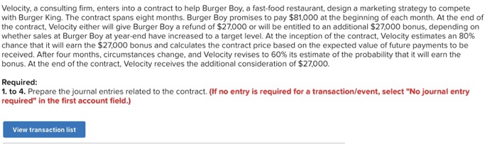 Solved Velocity, a consulting firm, enters into a contract | Chegg.com