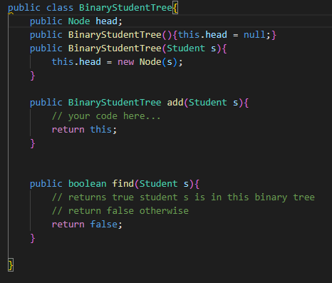 Solved Complete the find () methods and the add() method in | Chegg.com