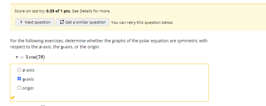 Solved Score on last try: 0.33 of 1 pts. See Details for | Chegg.com