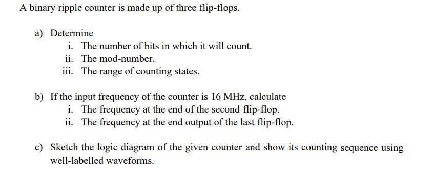 Solved A binary ripple counter is made up of three | Chegg.com