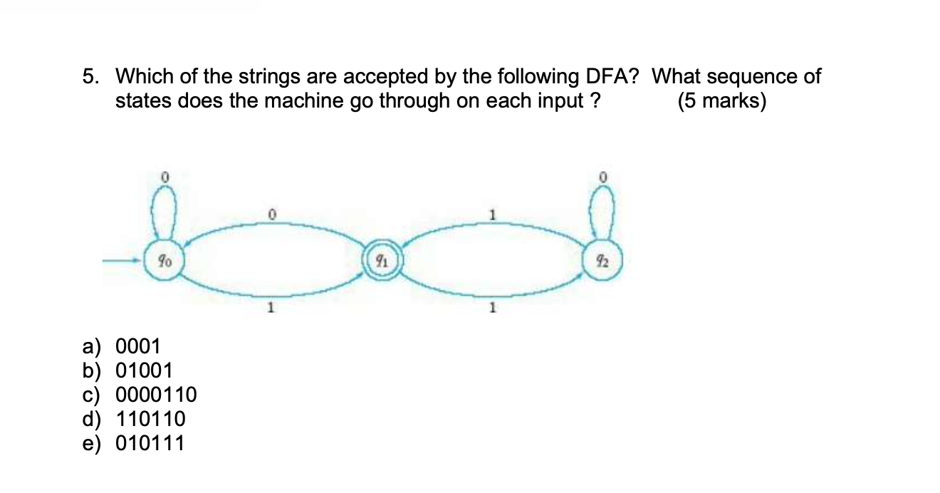 Solved 5. Which of the strings are accepted by the following | Chegg.com