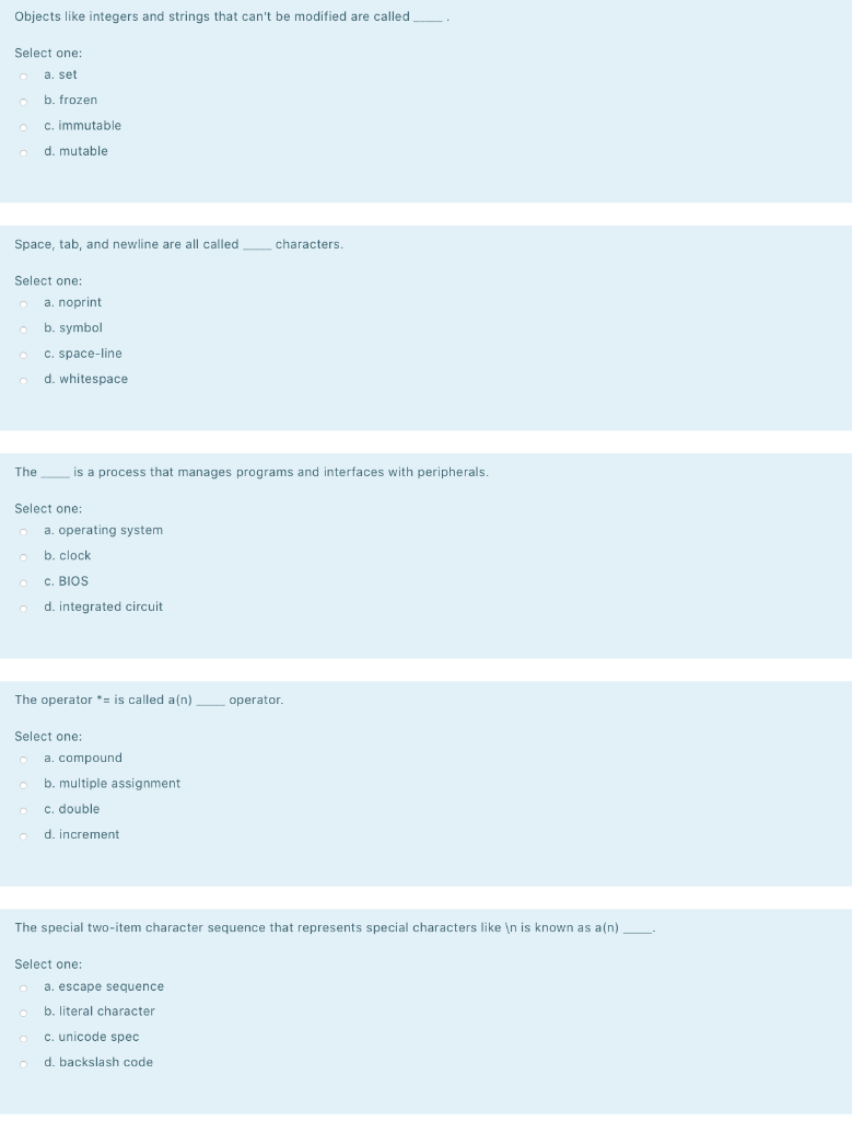 Solved Objects like integers and strings that can't be | Chegg.com