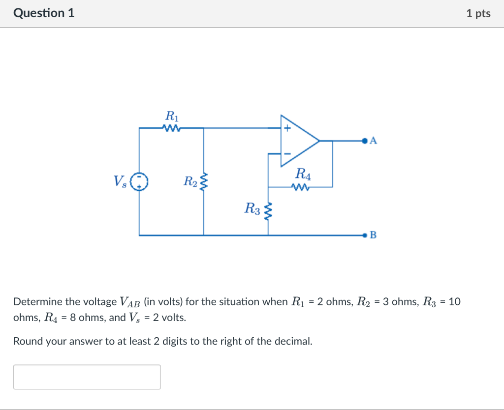 Solved Question 1 1 pts Ri W .A R4 Vs R2$ M R3 και В | Chegg.com