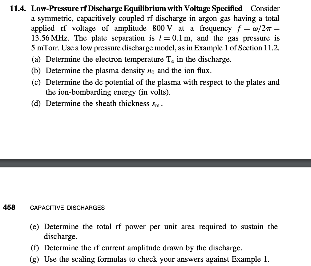 Solved 1.4. Low-Pressure rf Discharge Equilibrium with | Chegg.com