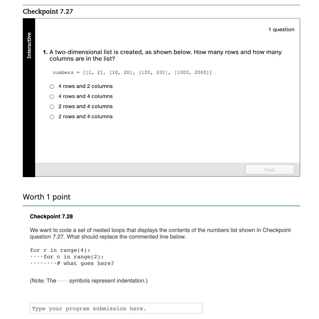 Solved Checkpoint 7.27 1 question Interactive 1. A | Chegg.com