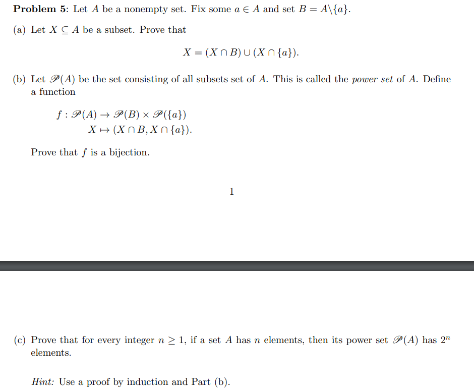 Solved Problem 5: Let A be a nonempty set. Fix some a∈A and | Chegg.com