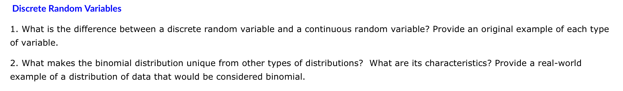 Solved 1. What is the difference between a discrete random | Chegg.com
