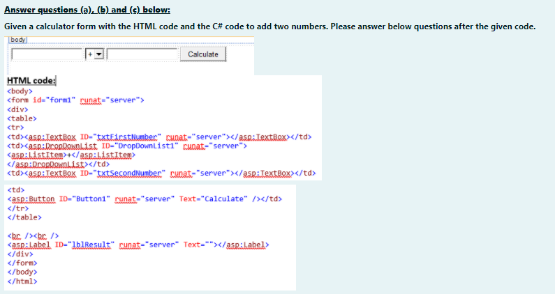 Solved Answer questions (a), (b) and (c) below: Given a | Chegg.com