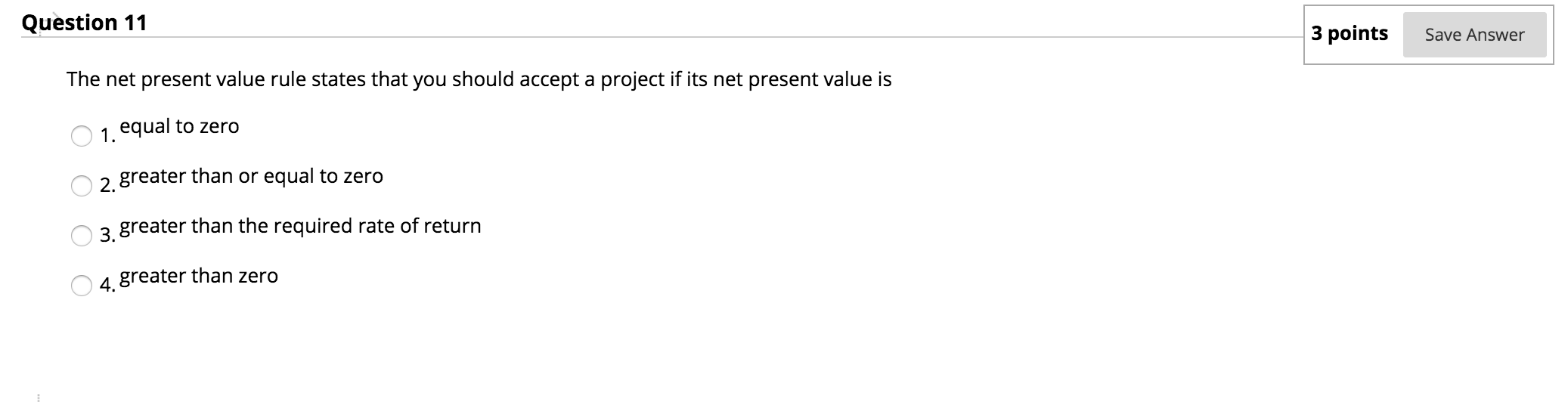 Solved Question 11 3 points Save Answer The net present | Chegg.com