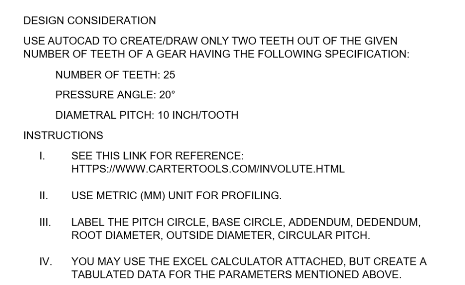 Solved DESIGN CONSIDERATION USE AUTOCAD TO CREATE/DRAW ONLY | Chegg.com
