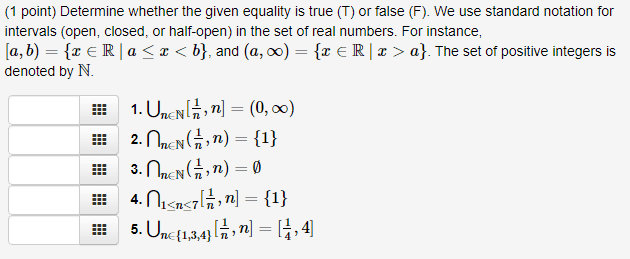 Solved (1 point) Determine whether the given equality is | Chegg.com