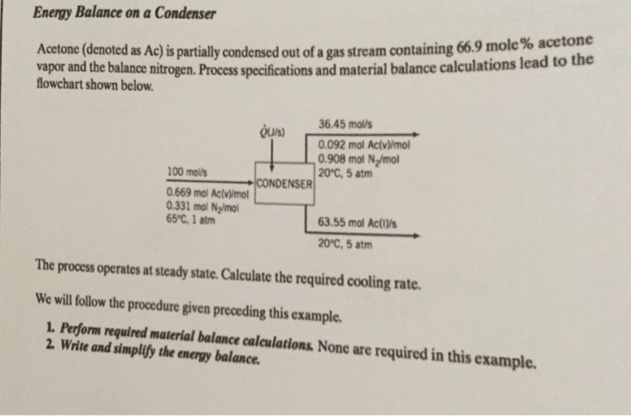 Solved Energy Balance on a Condenser vapor and the balance | Chegg.com