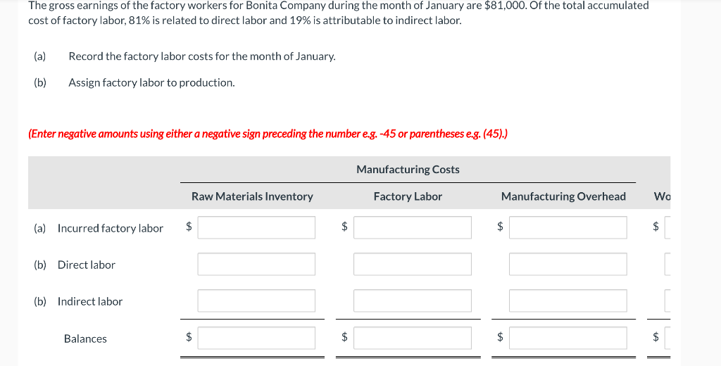 Solved The gross earnings of the factory workers for Bonita | Chegg.com
