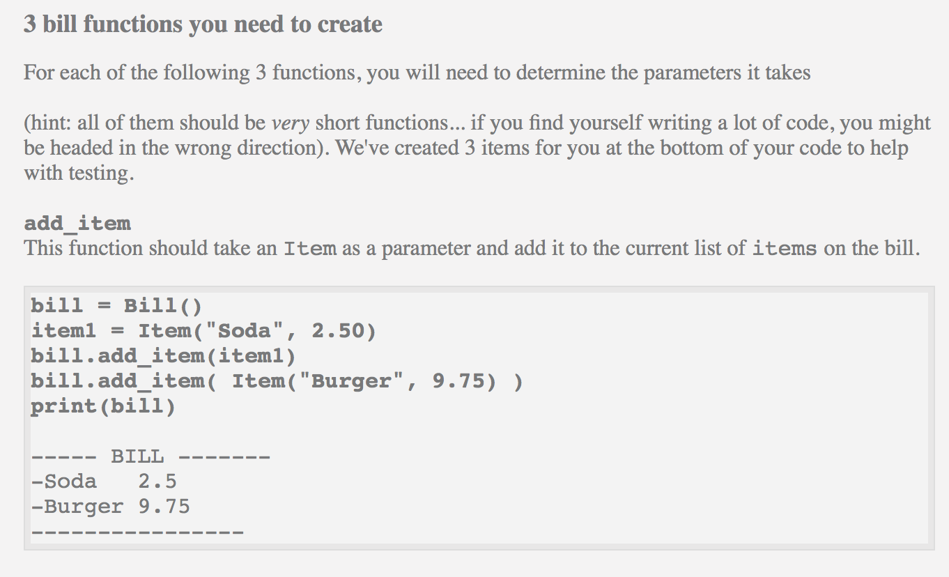 Solved 3 bill functions you need to create For each of the | Chegg.com