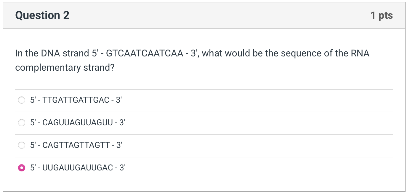 Solved In the DNA strand 5' - GTCAATCAATCAA - 3', what would | Chegg.com