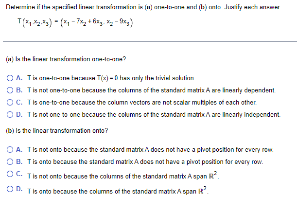 Solved Determine if the specified linear transformation is | Chegg.com
