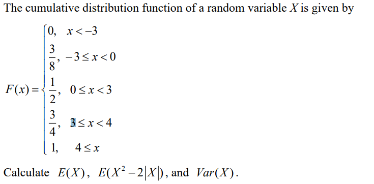 Solved The cumulative distribution function of a random | Chegg.com