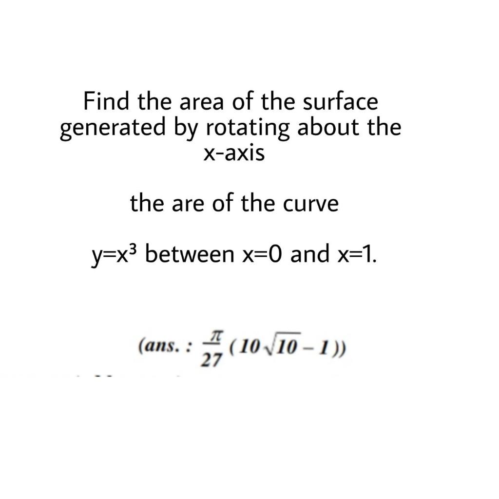Solved Find the area of the surface generated by rotating | Chegg.com