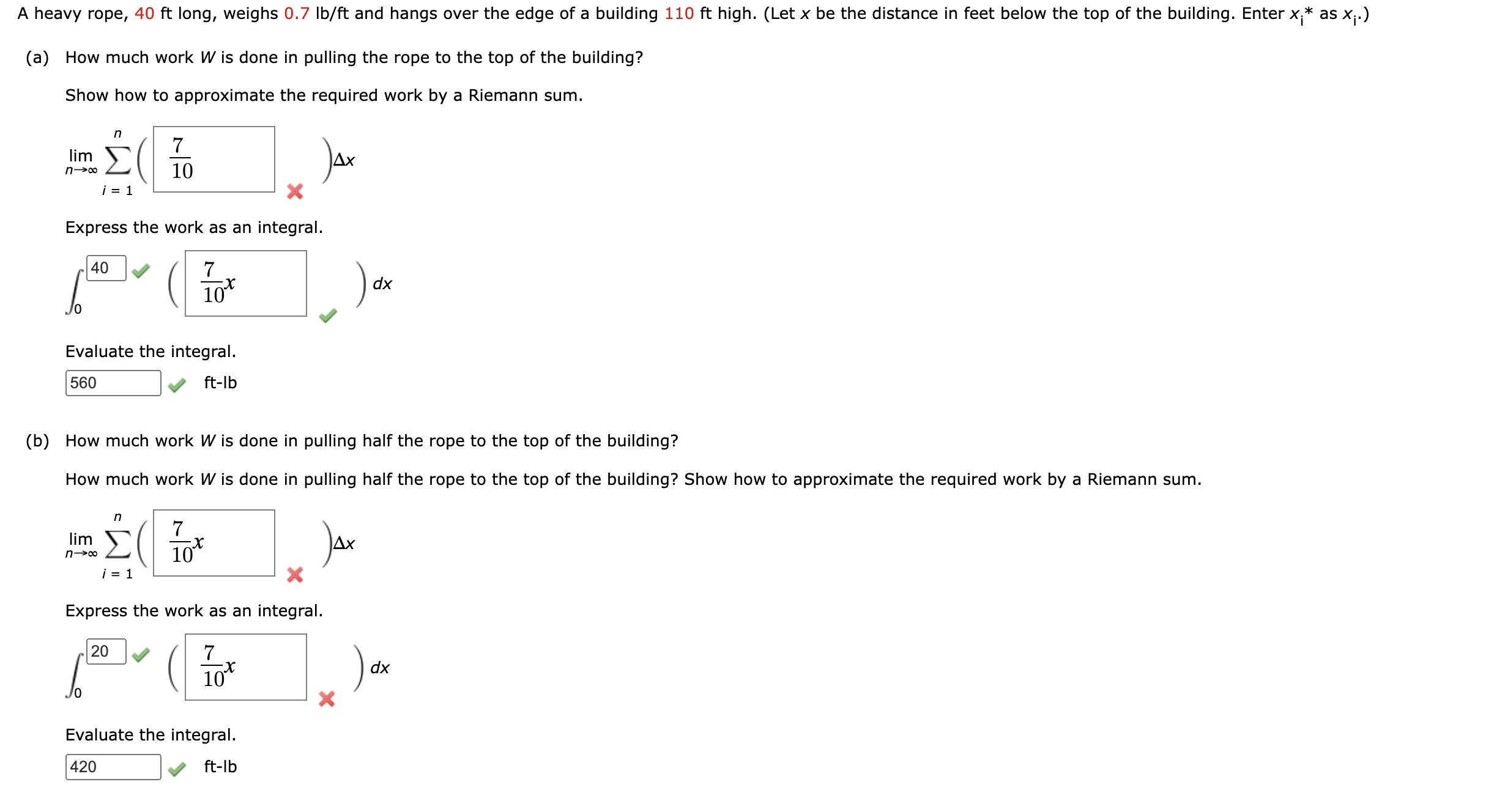 Solved A heavy rope, 40ft long, weighs 0.7lb/ft and hangs | Chegg.com