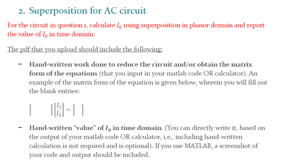 Solved 1. Mesh analysis for AC circuit For the circuit | Chegg.com
