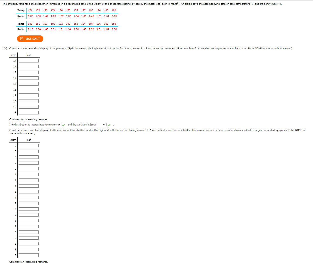 Solved Enter NONE for stems with no values | Chegg.com