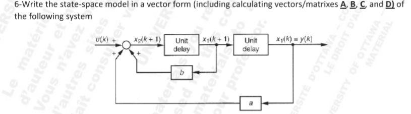 Solved 6-Write the state-space model in a vector form | Chegg.com