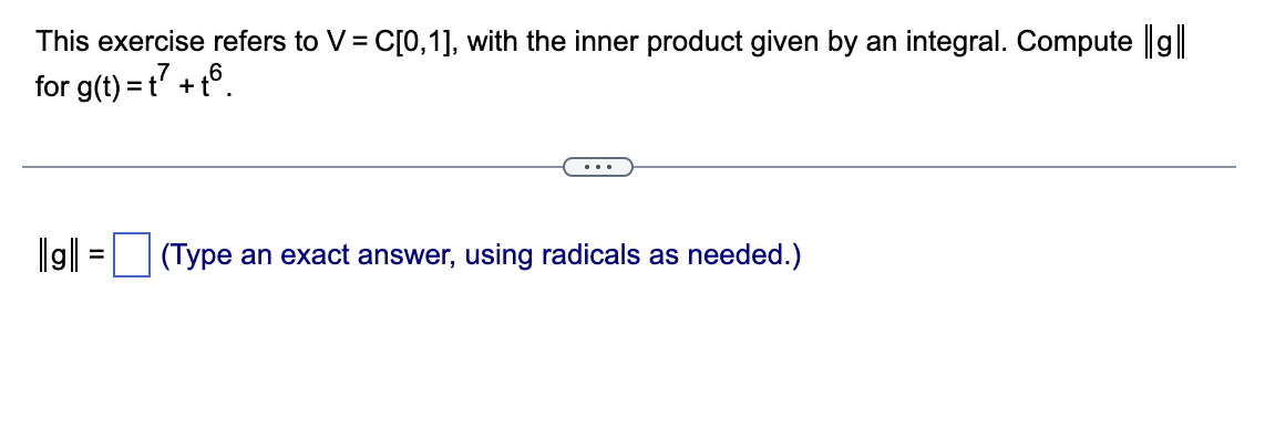 Solved This exercise refers to V=C[0,1], with the inner | Chegg.com