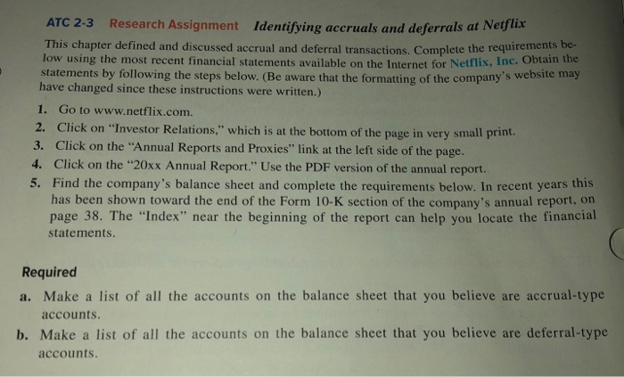 Solved ATC 2-3 Research Assignment Identifying accruals and | Chegg.com