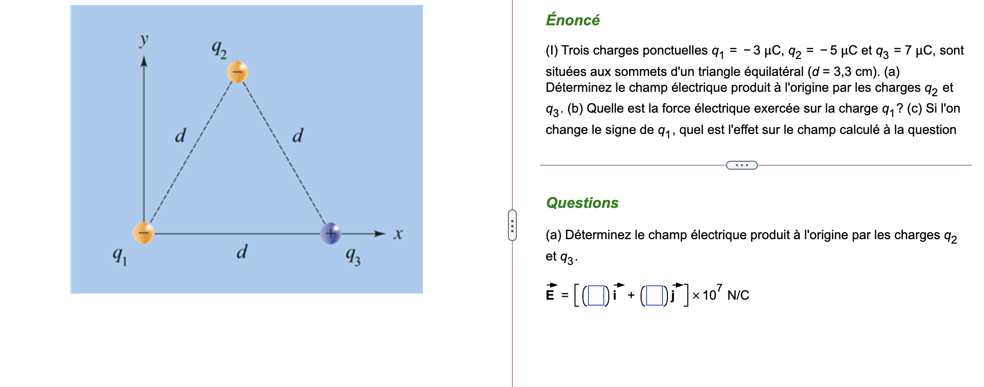 Solved Three Point Charges Q1 −3 μc Q2 −5 μc And Q3 7