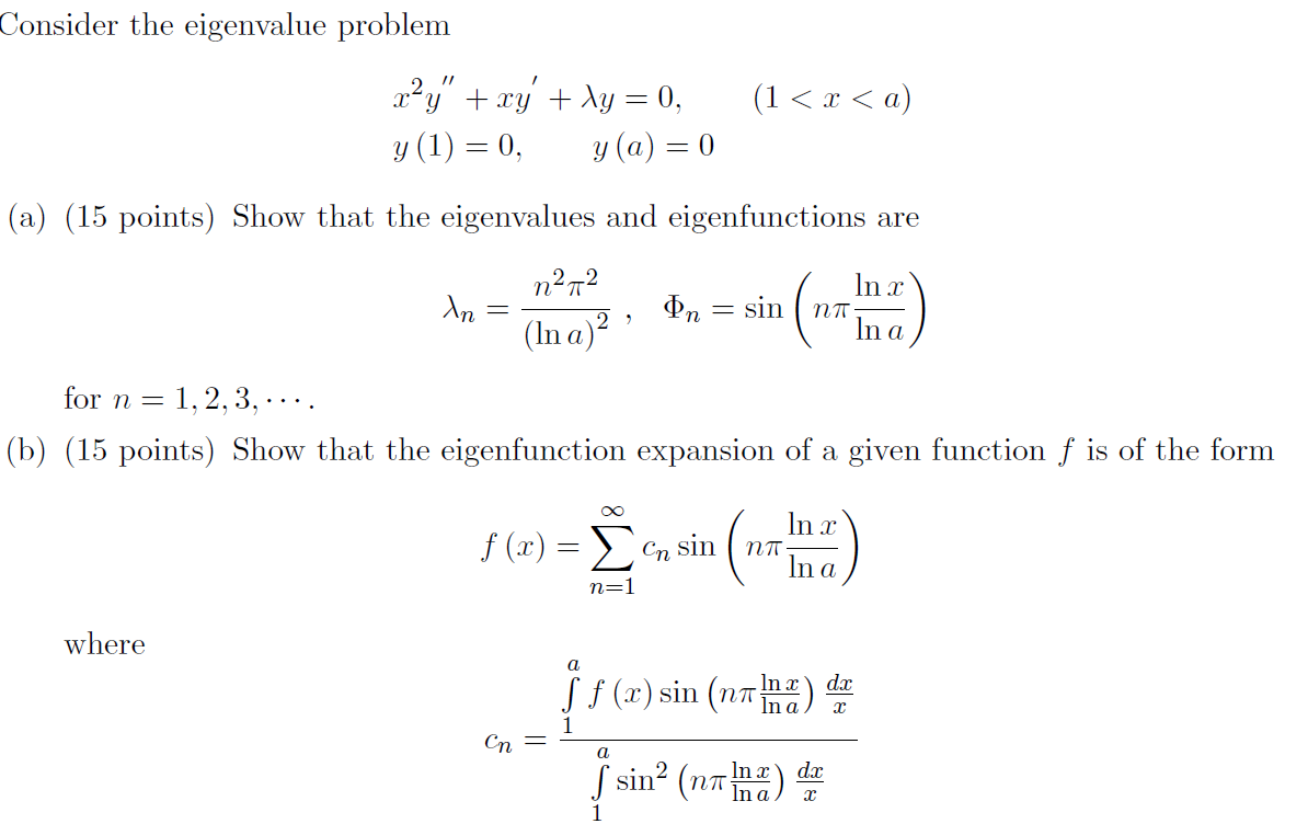 Solved Consider the eigenvalue problem 2²4" + ry' + y = 0, y | Chegg.com