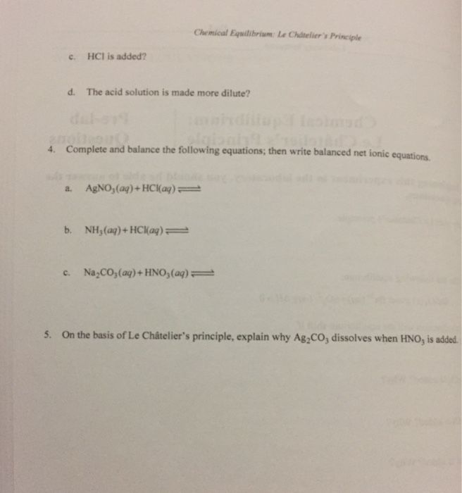 Solved Chemical Equilibrium: Le Châtelier's | Chegg.com