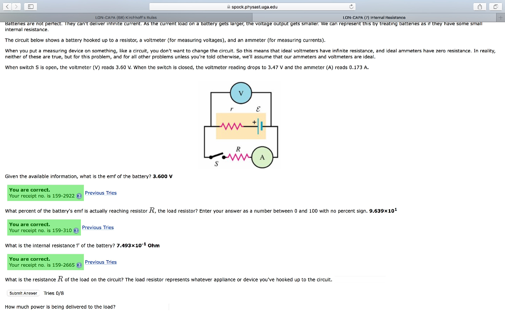 Solved ID LON-CAPA (6H) K irchhoff's Rules LON-CAPA (7) | Chegg.com