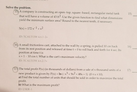 Solved Solve the problem. A company is constructing an | Chegg.com