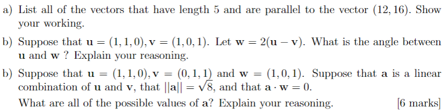 Solved a) List all of the vectors that have length 5 and are | Chegg.com