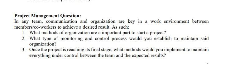 Solved Project Management Question: In any team, | Chegg.com