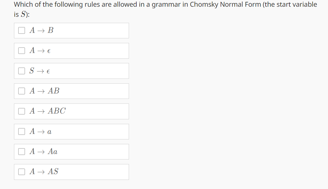 Solved Which of the following rules are allowed in a grammar | Chegg.com