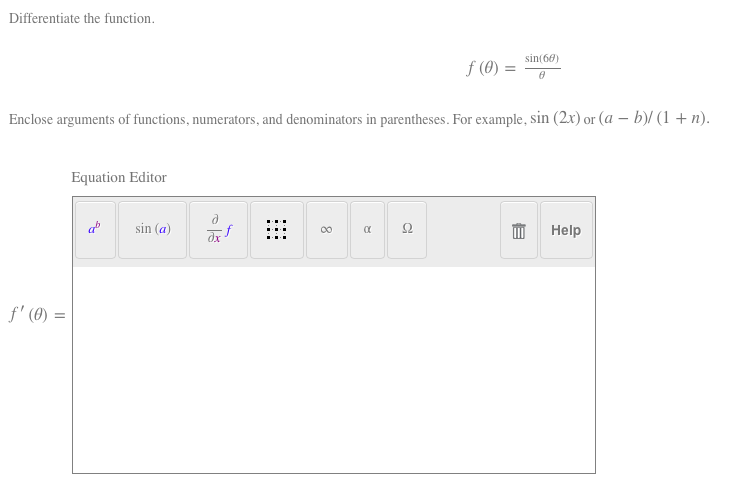 Solved Differentiate the function. sin(68) Enclose arguments | Chegg.com