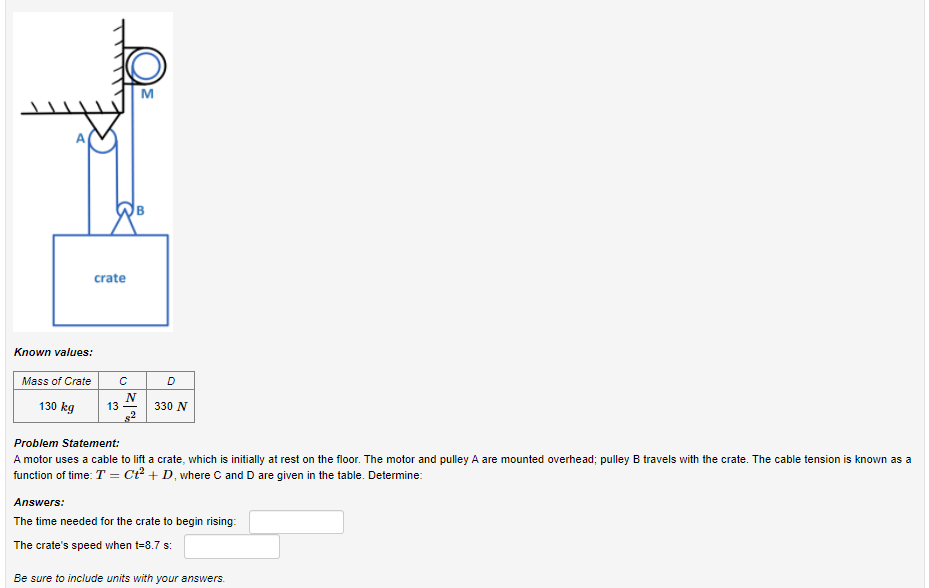 Solved Known values: Mass of Crate C D | Chegg.com
