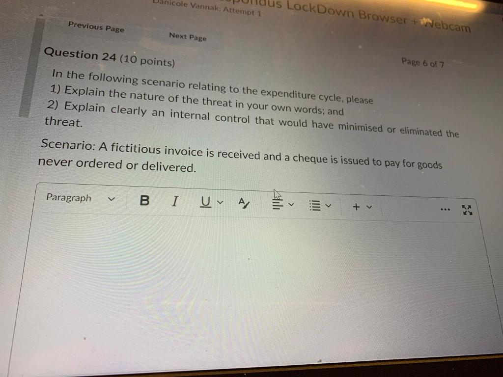Question 24 (10 points) Page 6 of 7 In the following | Chegg.com