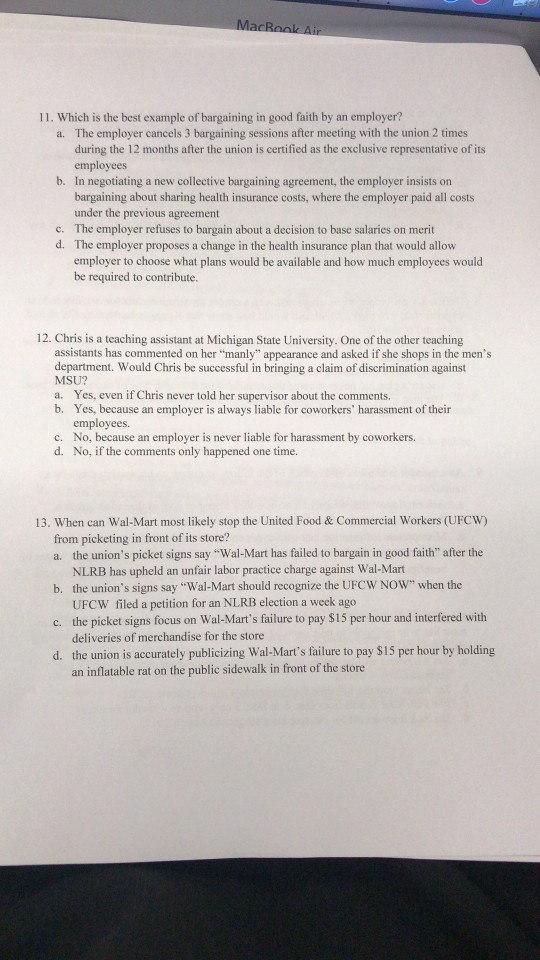 Solved 11. Which is the best example of bargaining in good | Chegg.com