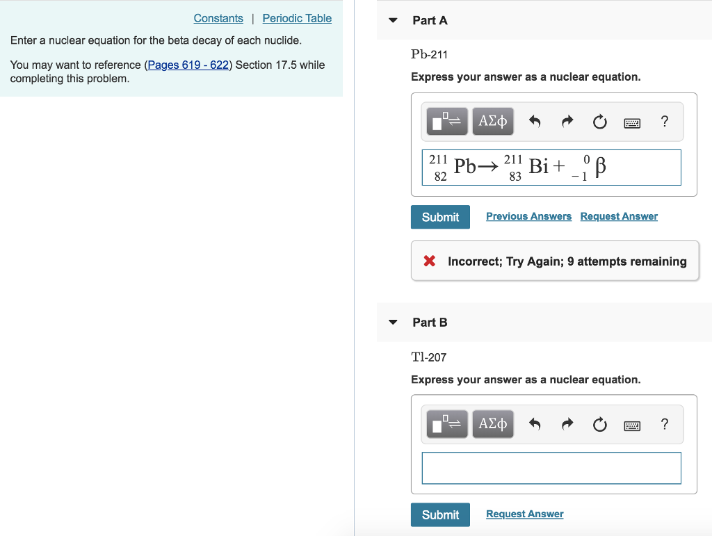 Constants| Periodic Table Part A Pb-211 Express your | Chegg.com