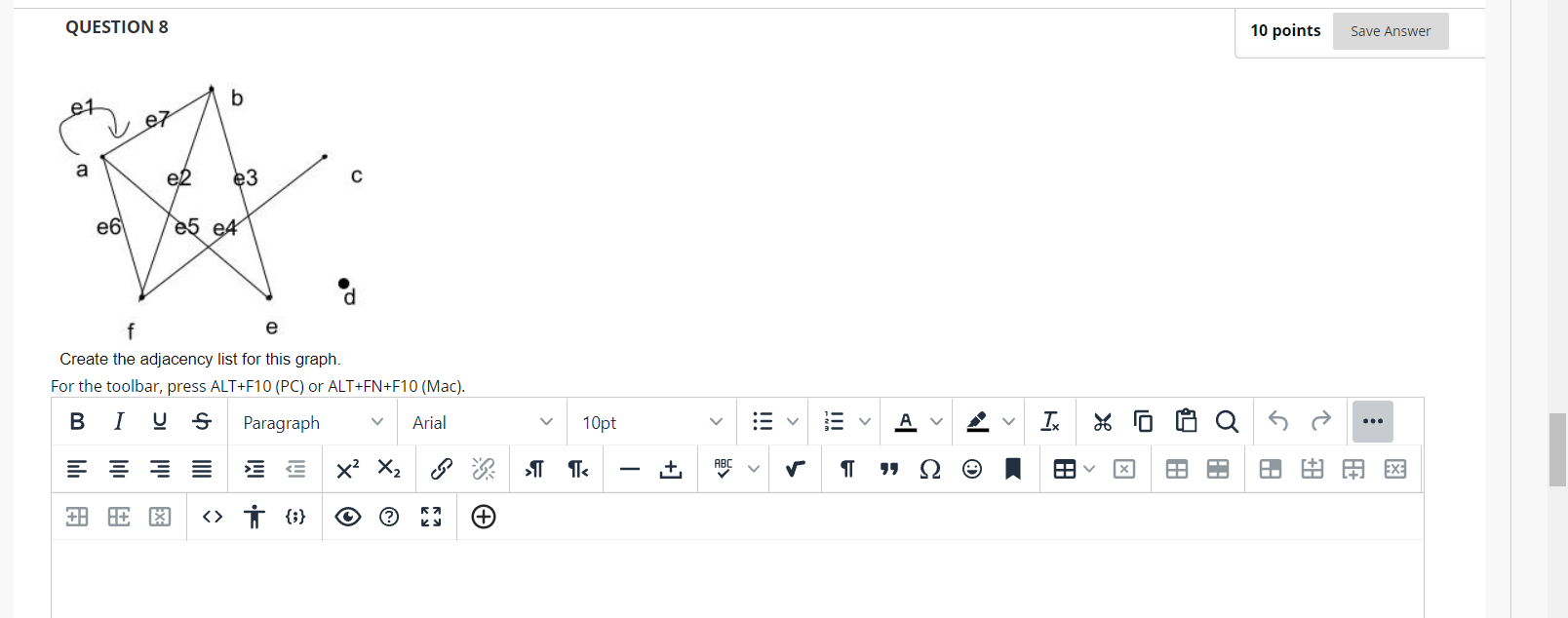 Solved QUESTION 8 27 b e2 e3 e6 e5 e4 Create the adjacency | Chegg.com