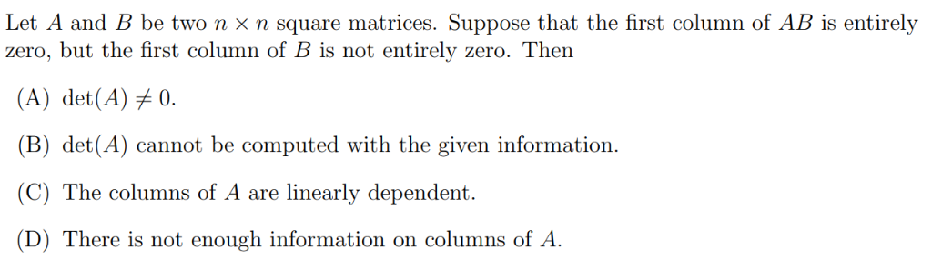 Solved Let A and B be two n x n square matrices. Suppose | Chegg.com